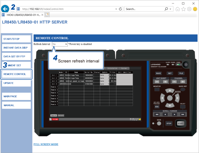 Performing Remote Operation Using the HTTP Server